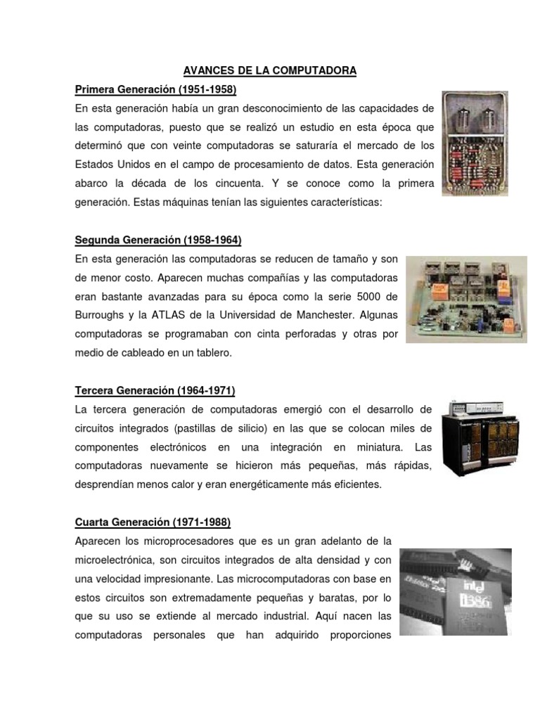 La evolución de las computadoras a través de las generaciones: desde sus orígenes hasta la era ...