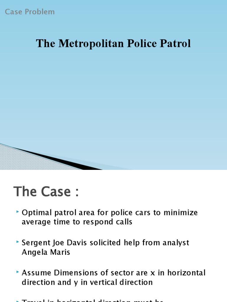 The Metropolitan Police Patrol: Case Problem | PDF | Teaching Methods ...
