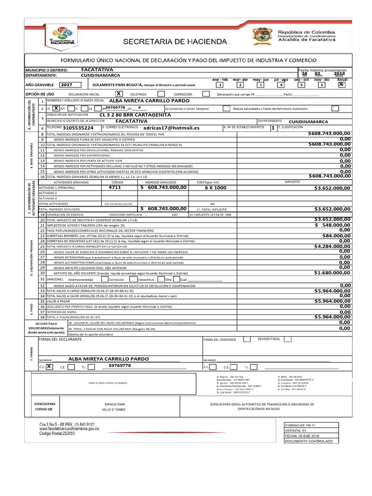 Formulario Ica Editable | PDF