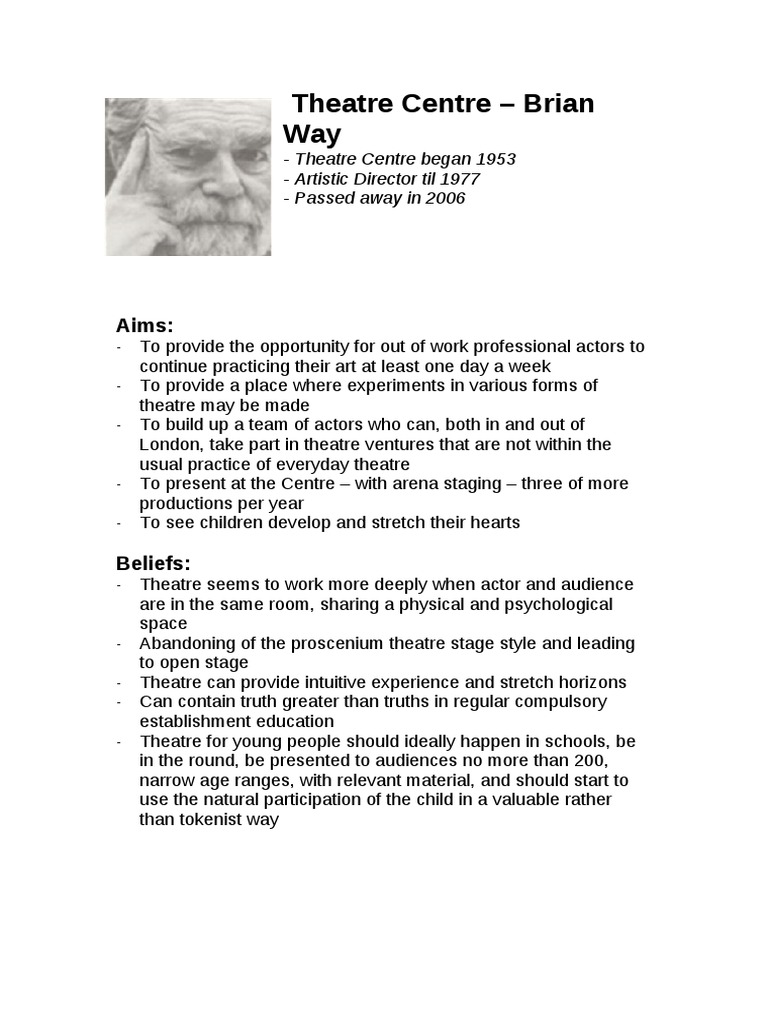 Theatre Centre - Brian Way | PDF | Theatre | Psychology