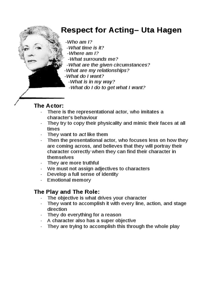 Uta Hagen's Acting Techniques Explained | PDF