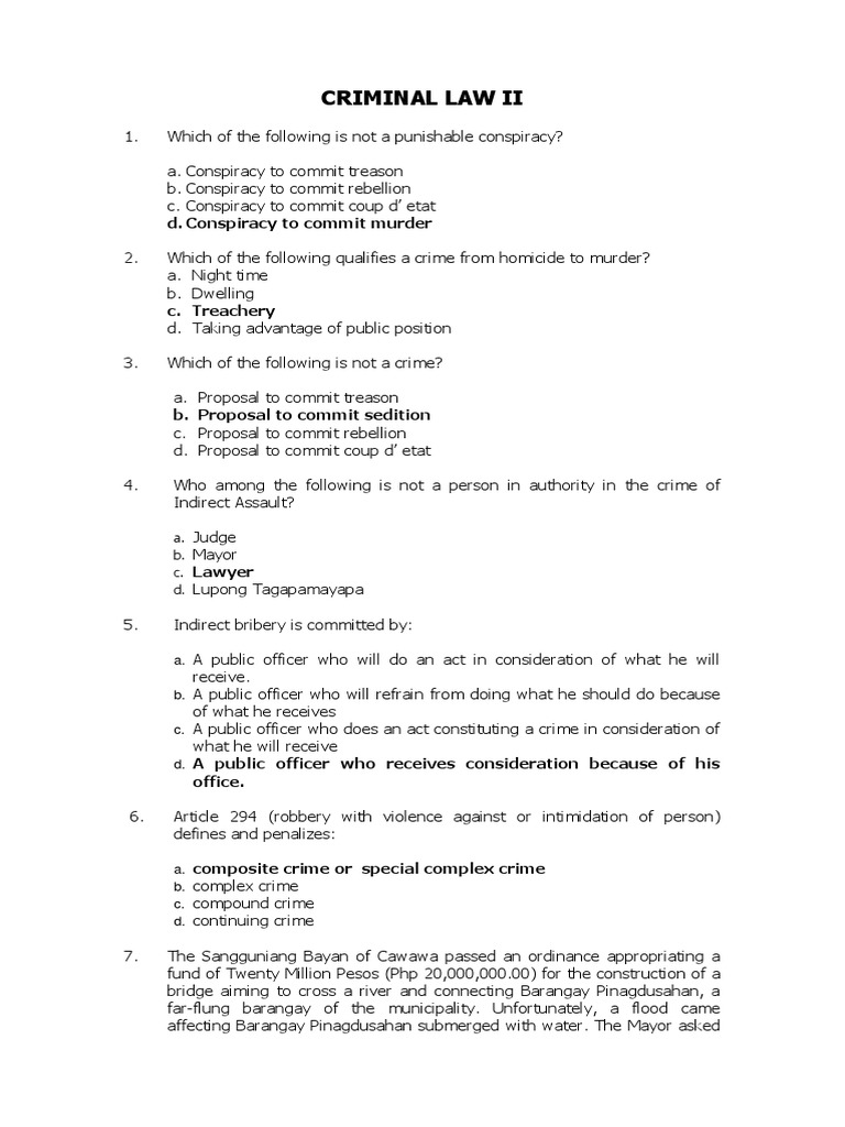 RPC Book II Exams Njmpti | PDF | Treason | Rape