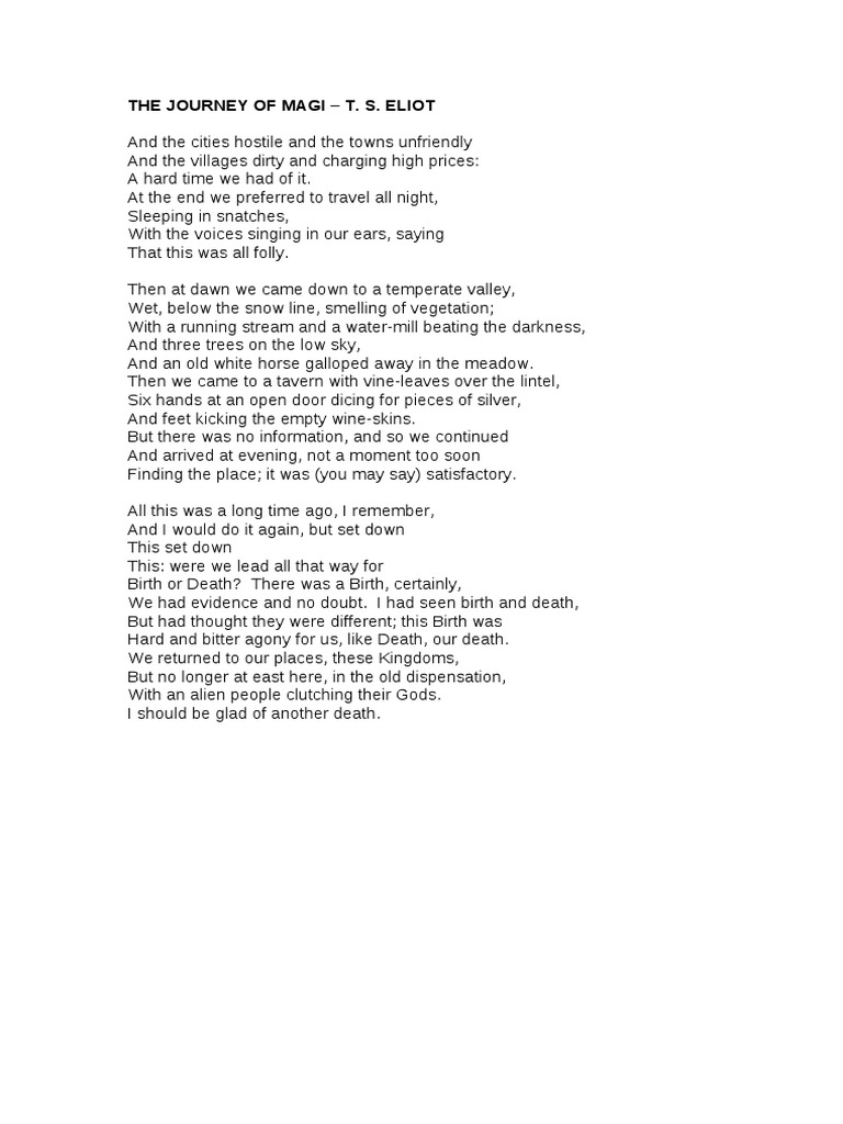 The Journey of Magi - T | PDF