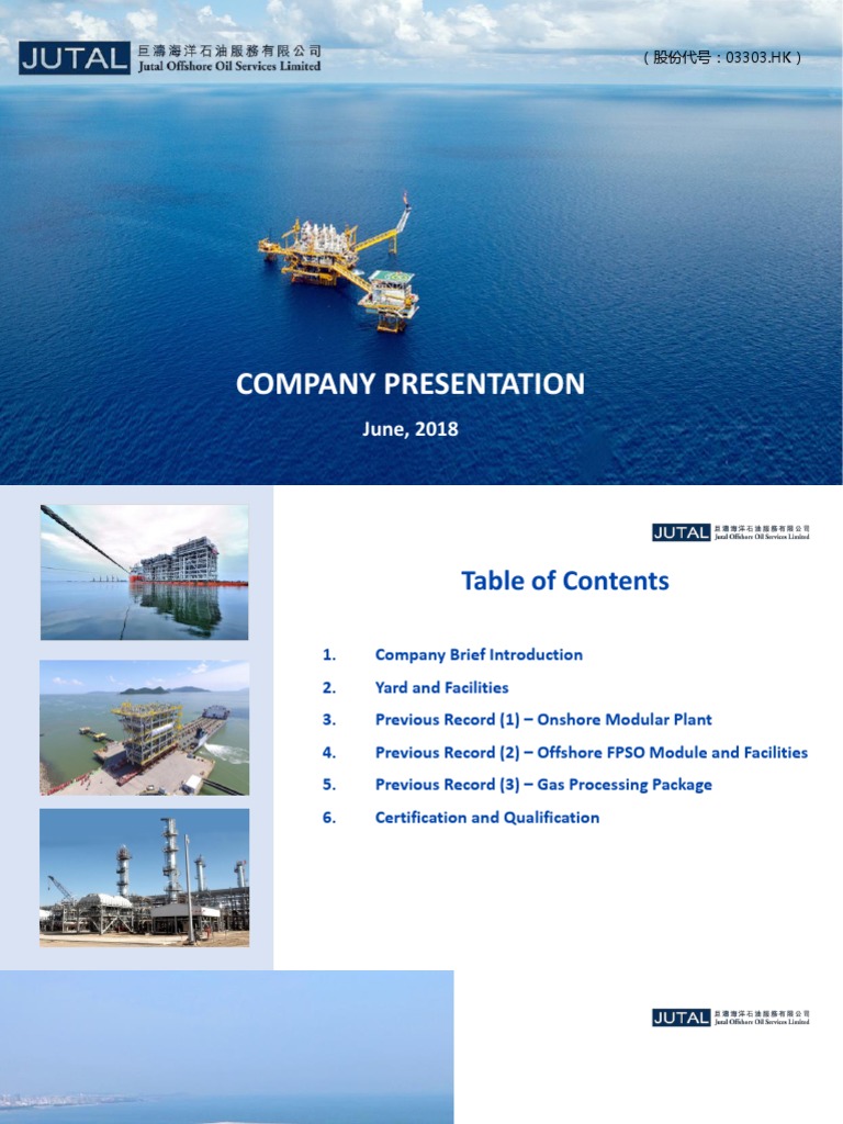 Company Presentation of Jutal (June 2018) | PDF | Offshore Drilling ...