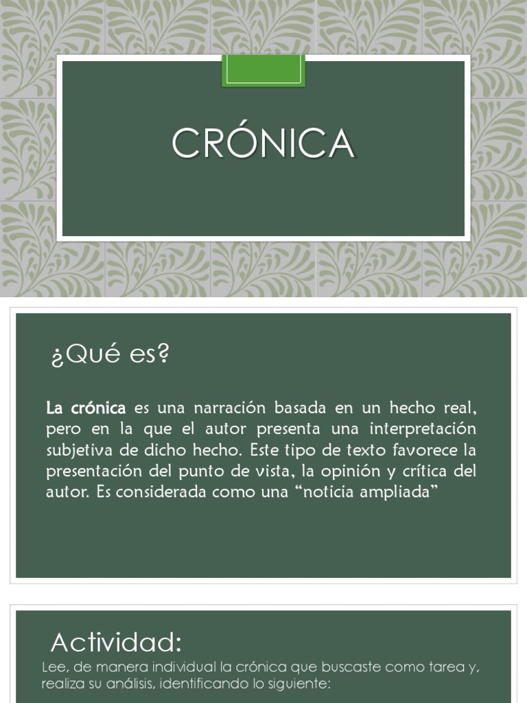 Análisis de las características y estructura de la crónica periodística ...