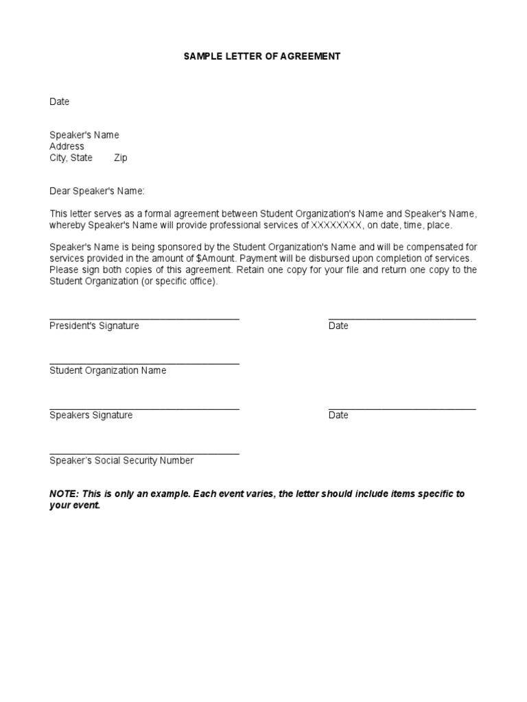 Sample Letter of Agreement | PDF | Career & Growth