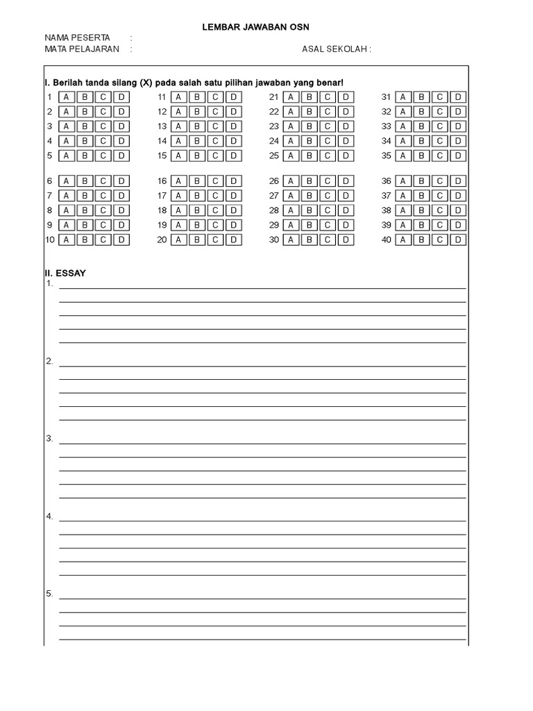 Contoh Lembar Jawaban Soal Essay Jawaban Buku - Riset