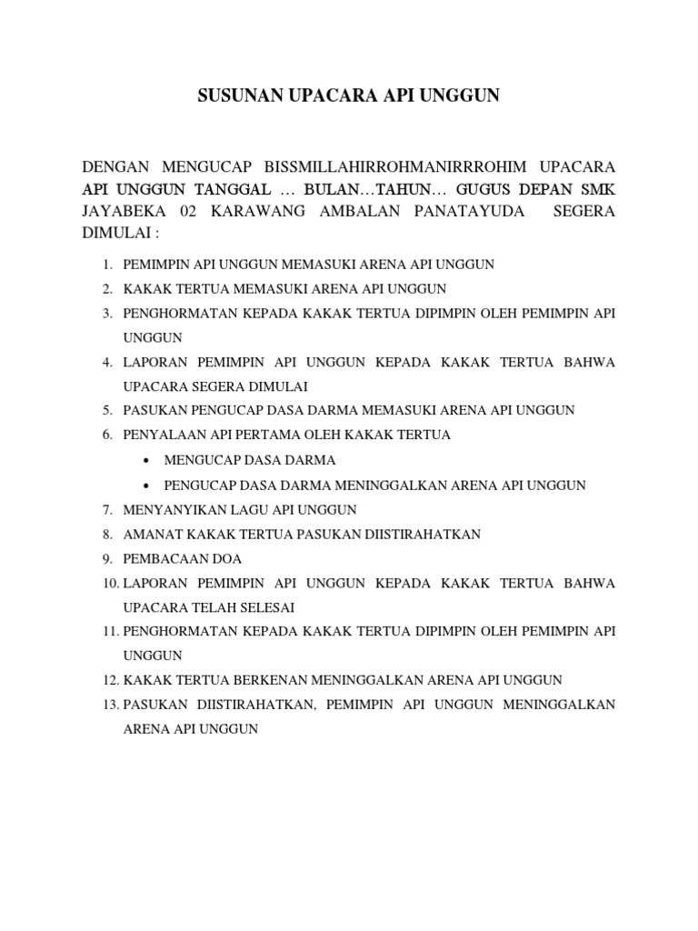 Susunan Upacara API Unggun | PDF