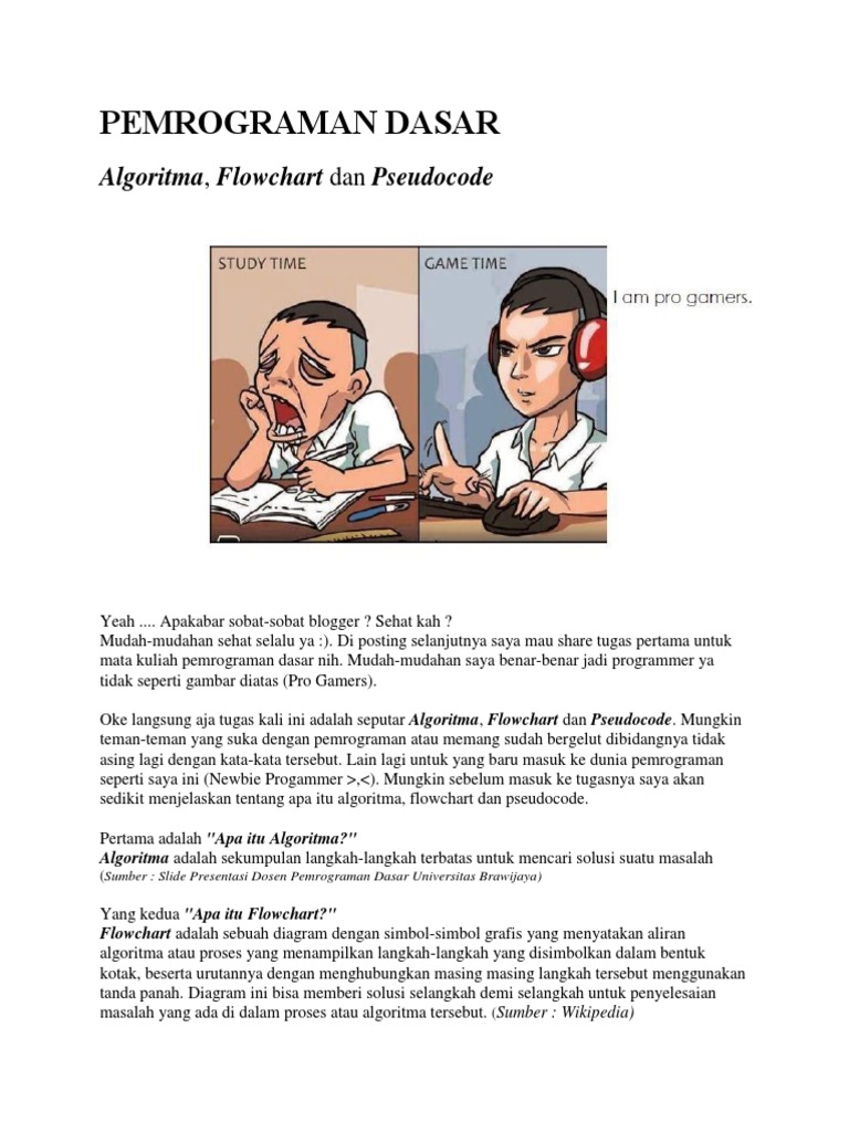 Pemrograman Dasar Flowchart Pseucode Pdf