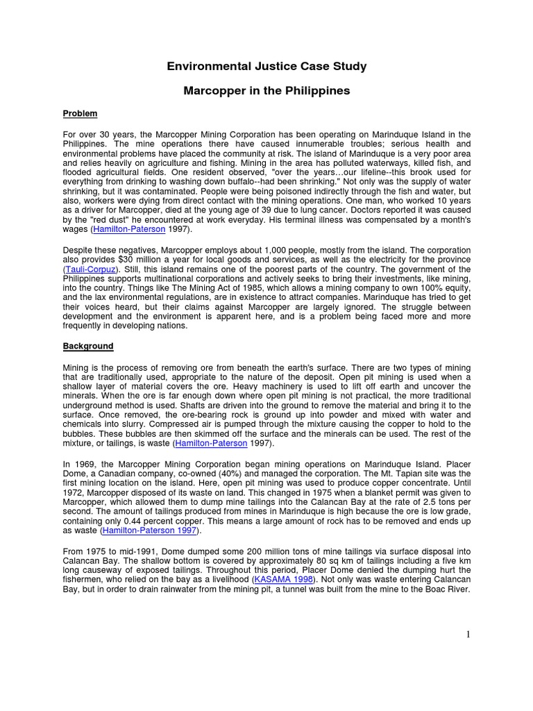 Case 6 - Marcopper in The Phillippines | PDF | Mining | Coal Mining