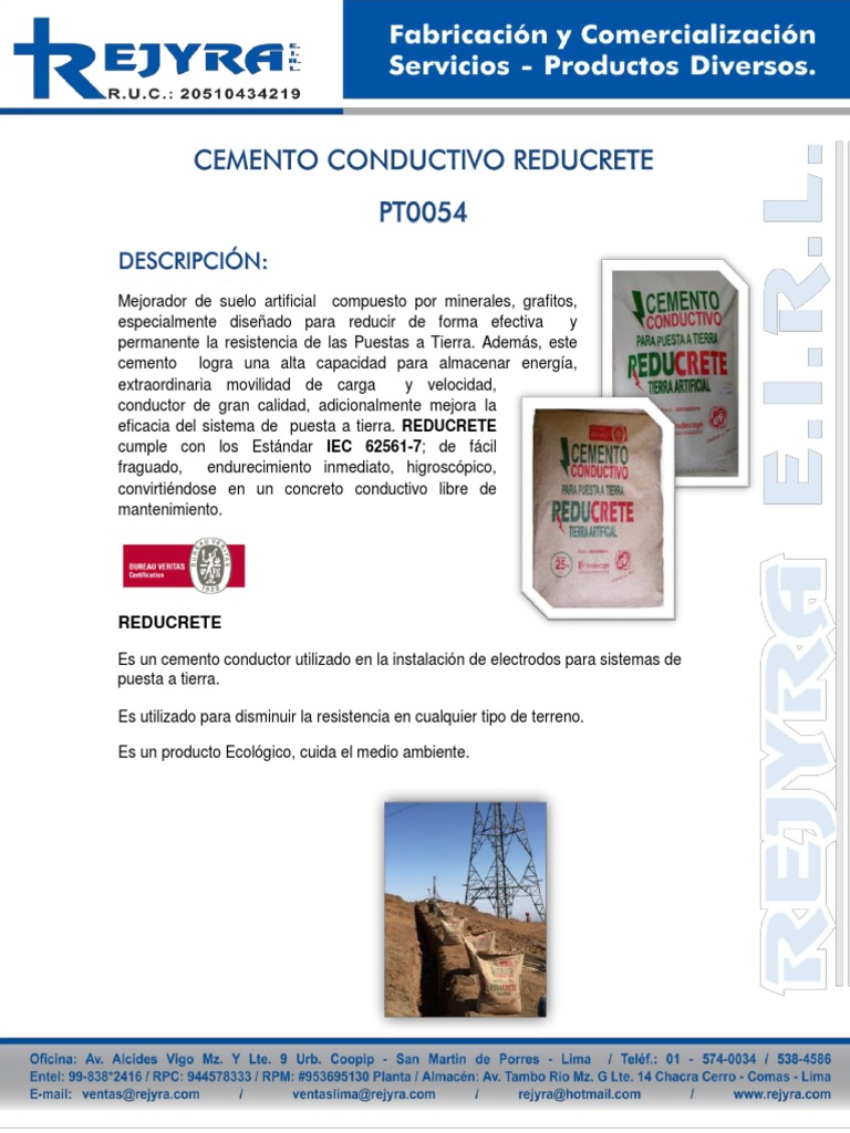 Cemento Conductivo Reducrete | PDF | Cemento | Hormigón