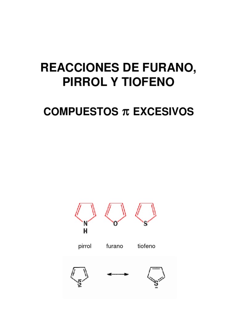 Reacciones Furano, Pirrol y Tiofeno | PDF | Química Física | Compuestos ...