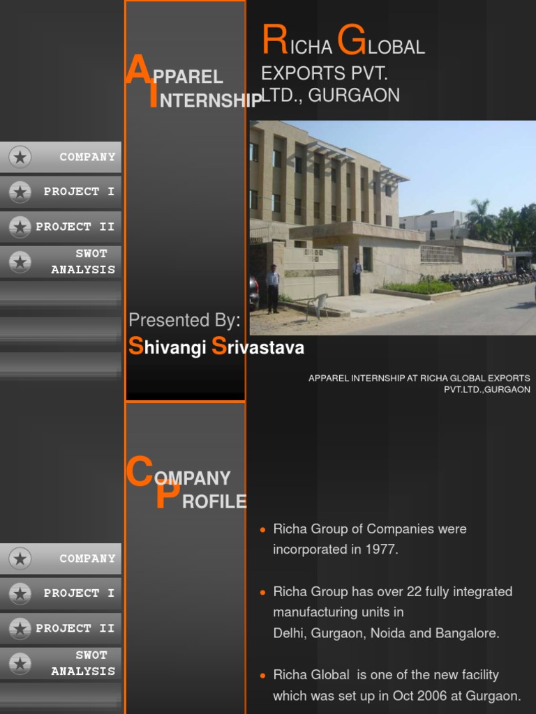 Apparel Internship at Richa Global Exports | PDF | Dyeing | Clothing