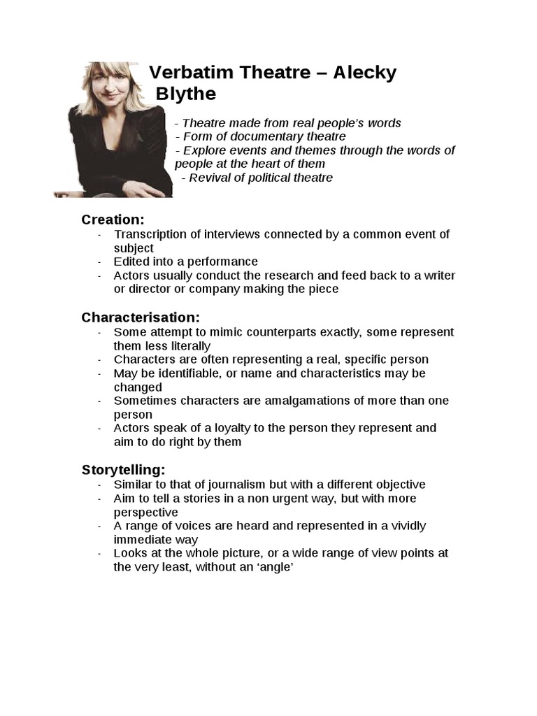 Verbatim Theatre - Alecky Blythe | PDF