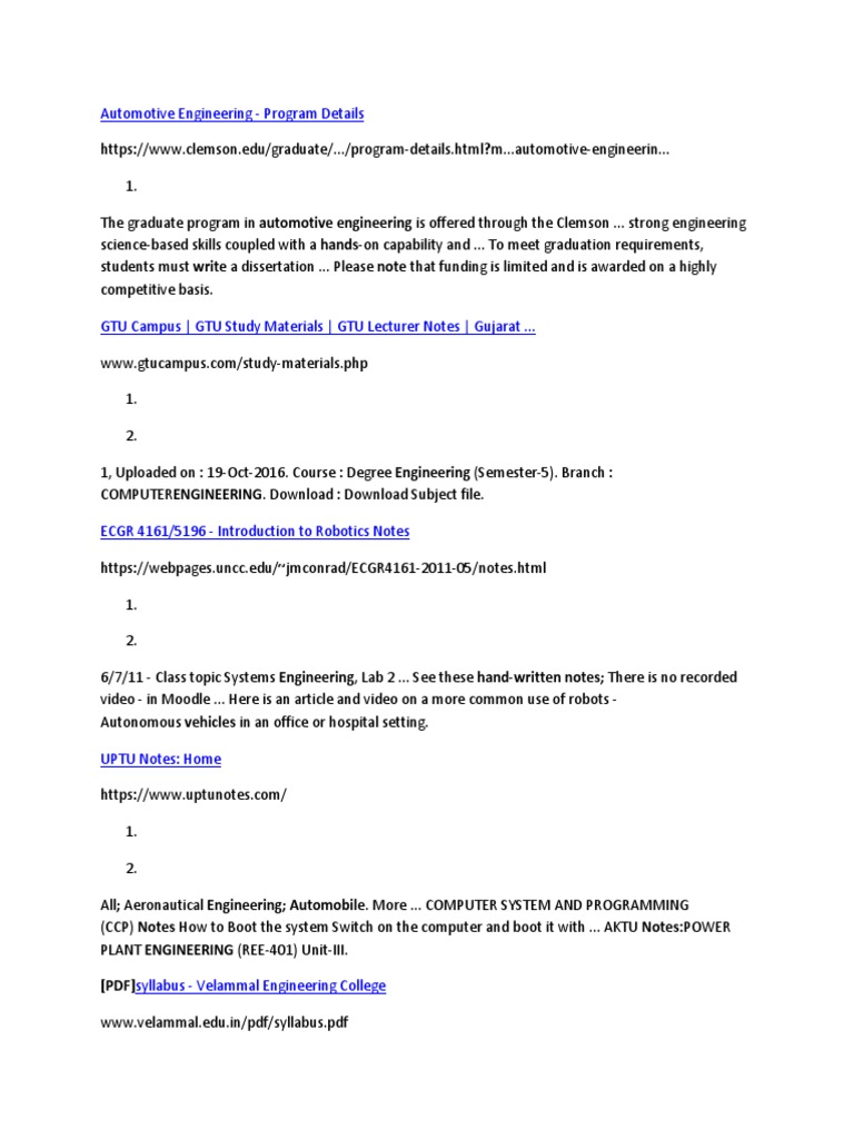 Automotive Engineering - Program Details | PDF | Science And Technology ...