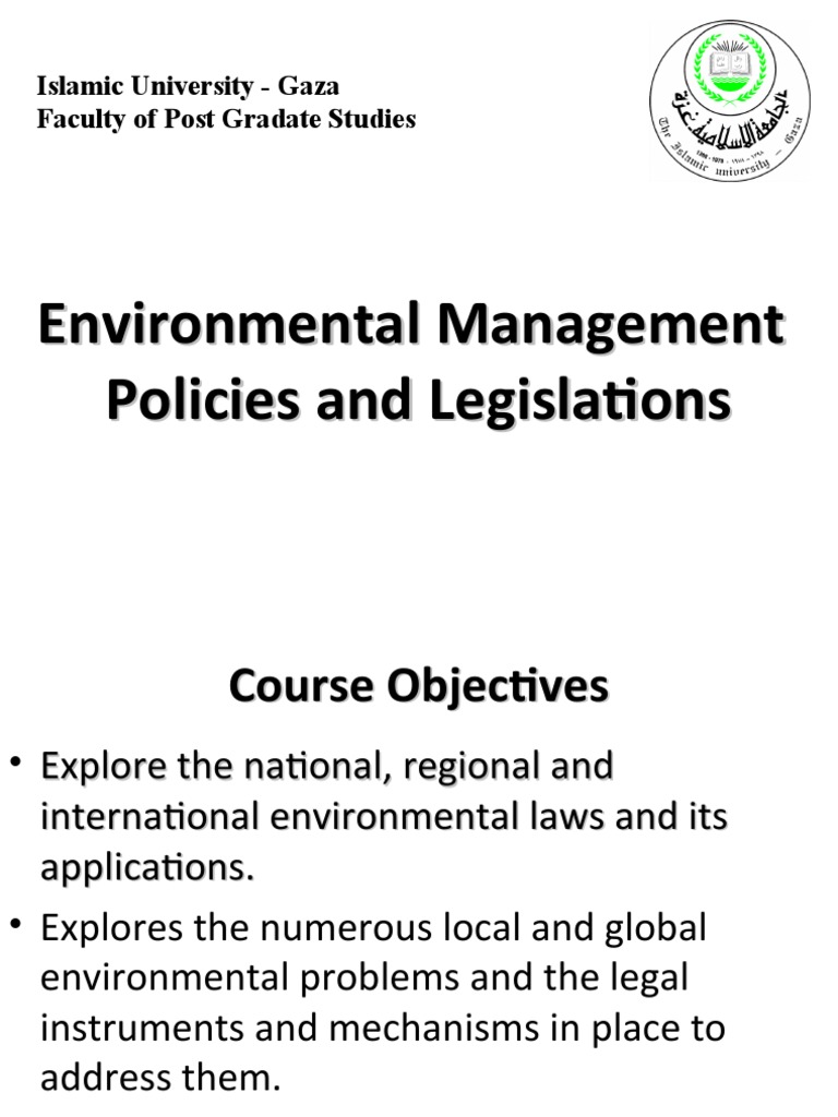 Environmental Management Policies and Legislations | PDF ...