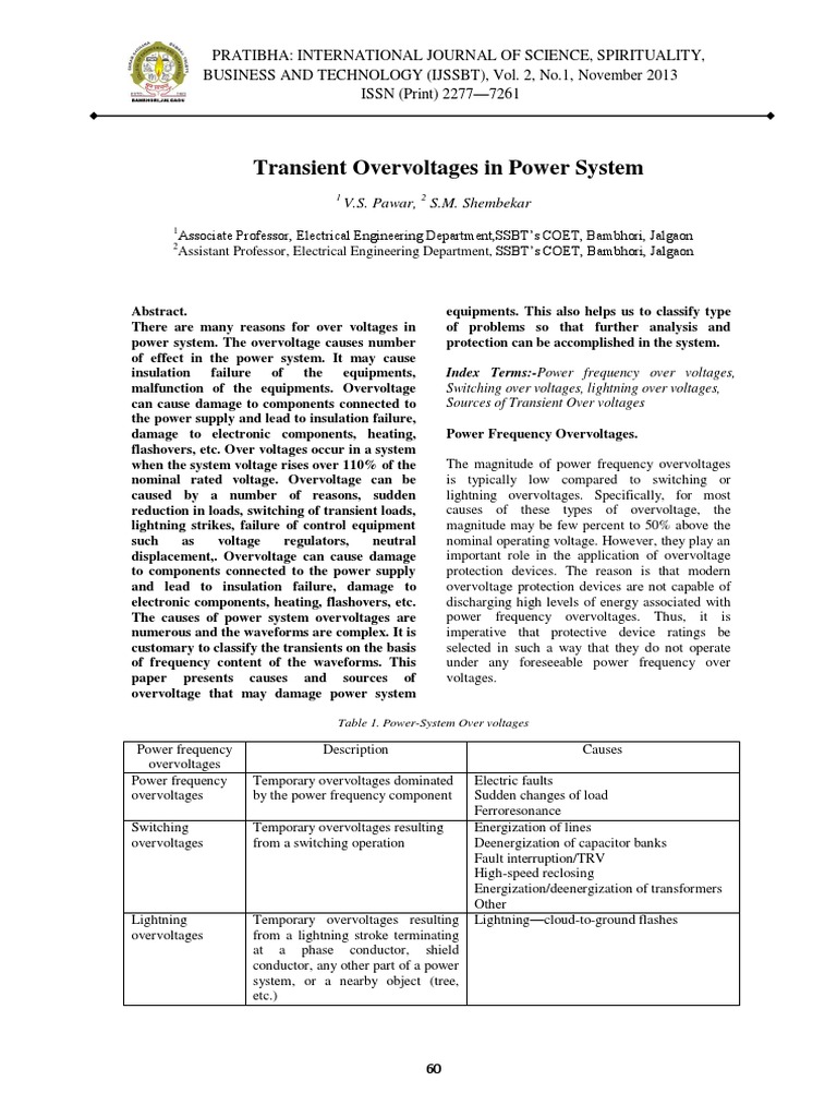 Transient Overvoltages in Power System PDF | PDF | Electric Power ...