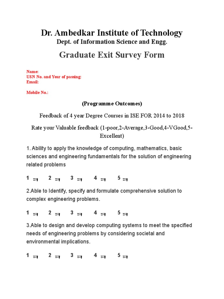 Feedback Survey of Graduates from the Department of Information Science ...