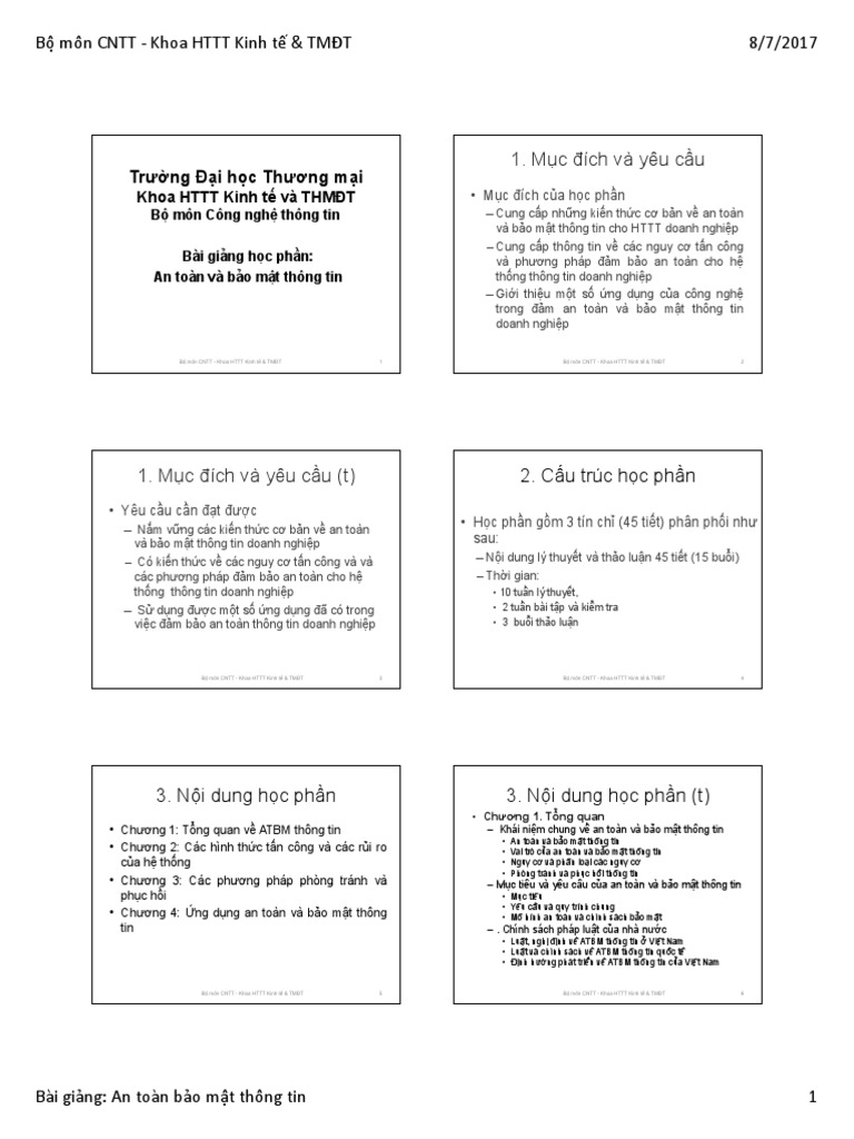 BM CNTT An Toan Bao Mat Thong Tin | PDF