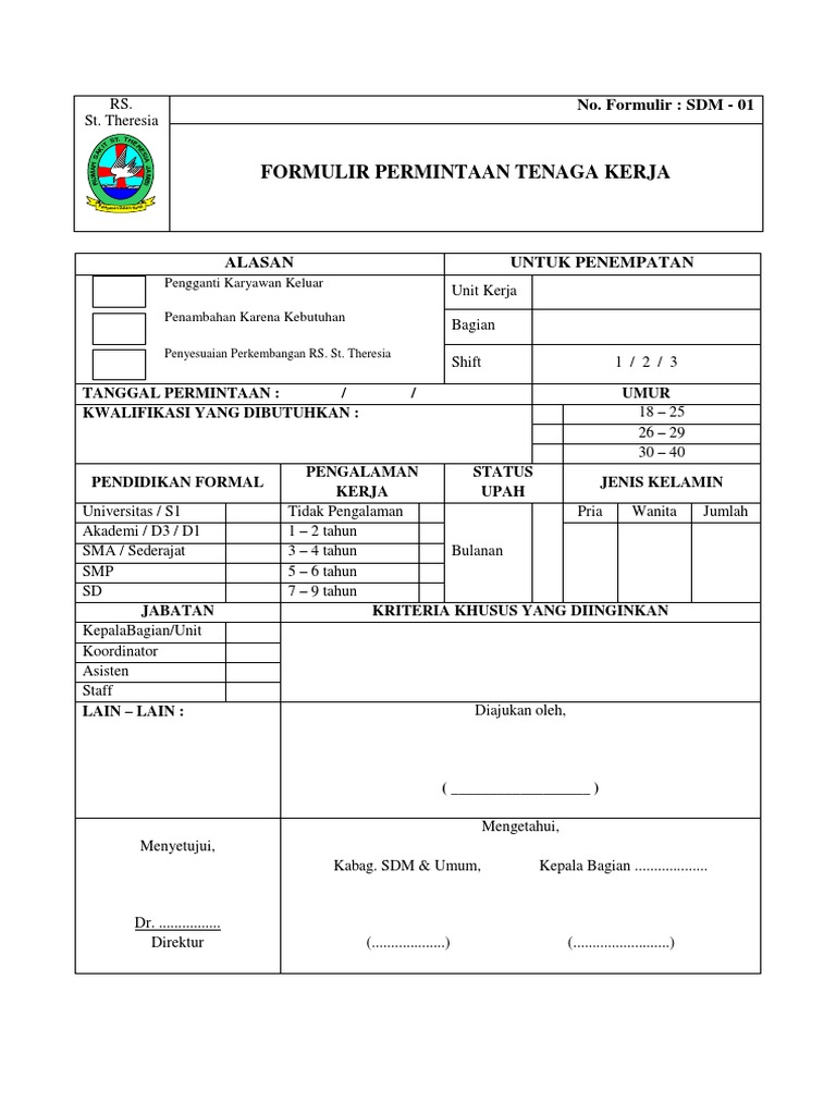 Form Permintaan Tenaga Kerja | PDF