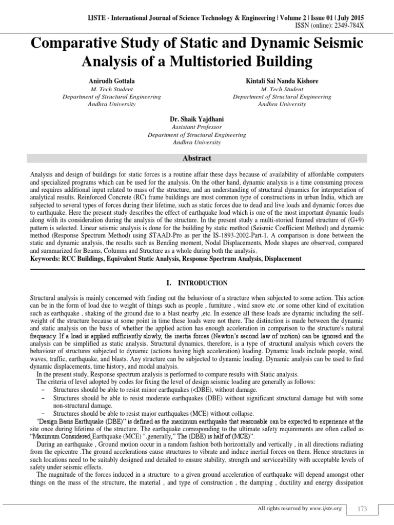 Static Vs Dynamic Analysis PDF | PDF | Seismology | Applied And Interdisciplinary Physics