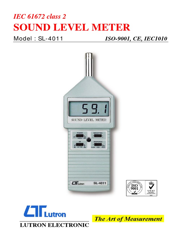 Sound Level Meter: IEC 61672 Class 2 | PDF | Microphone | Decibel