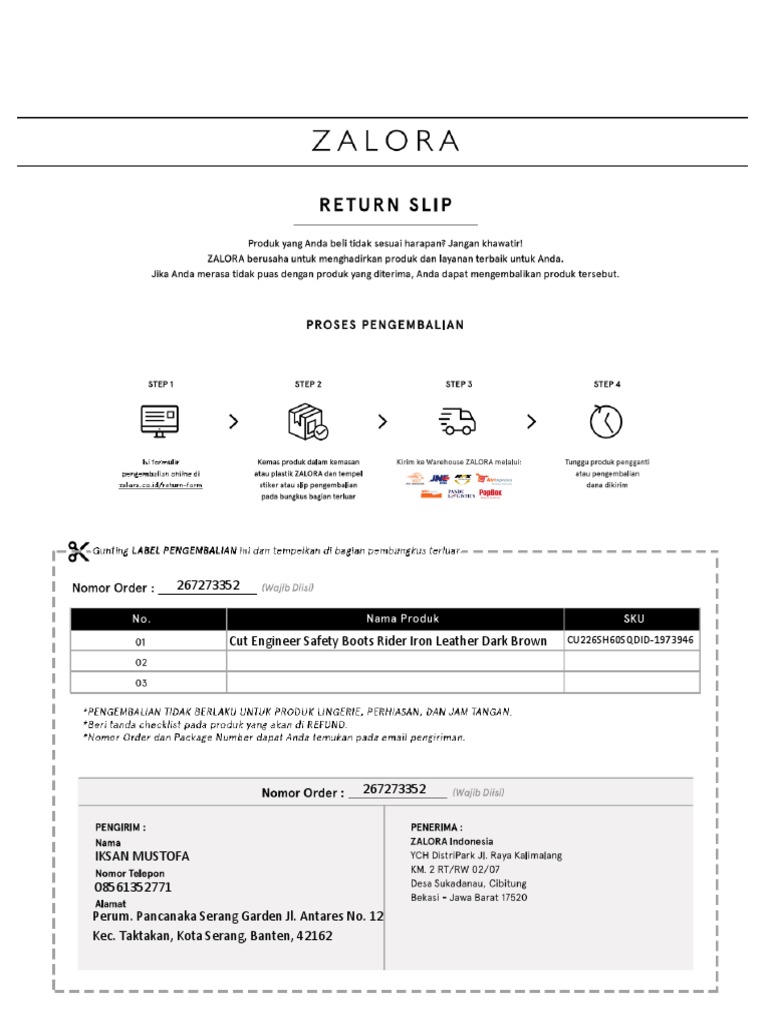 Form Pengembalian Zalora | PDF