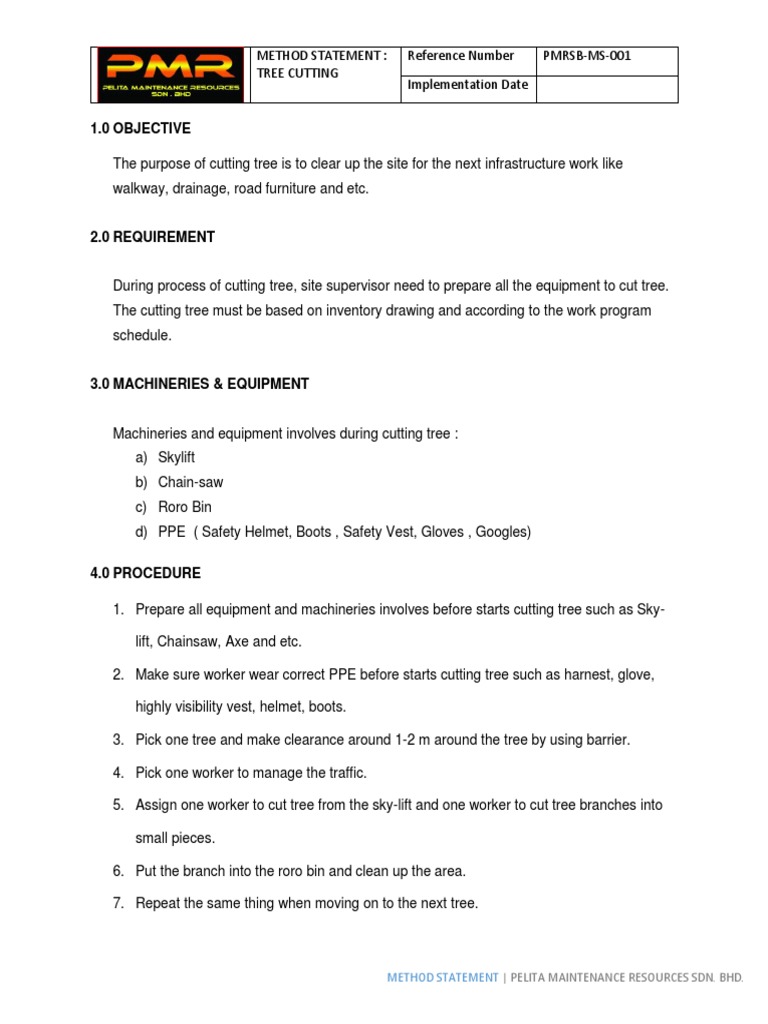 1.0 Objective: Method Statement | PDF