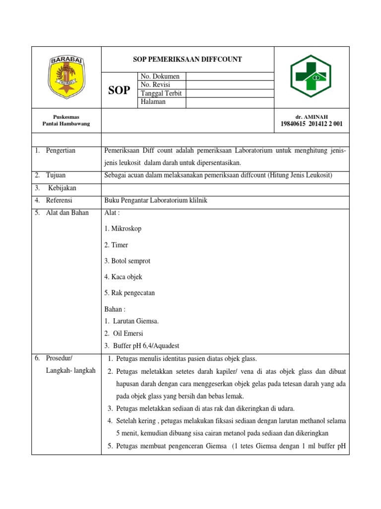 Prosedur Pemeriksaan Diff Count Leukosit | PDF | Kesehatan Holistik ...