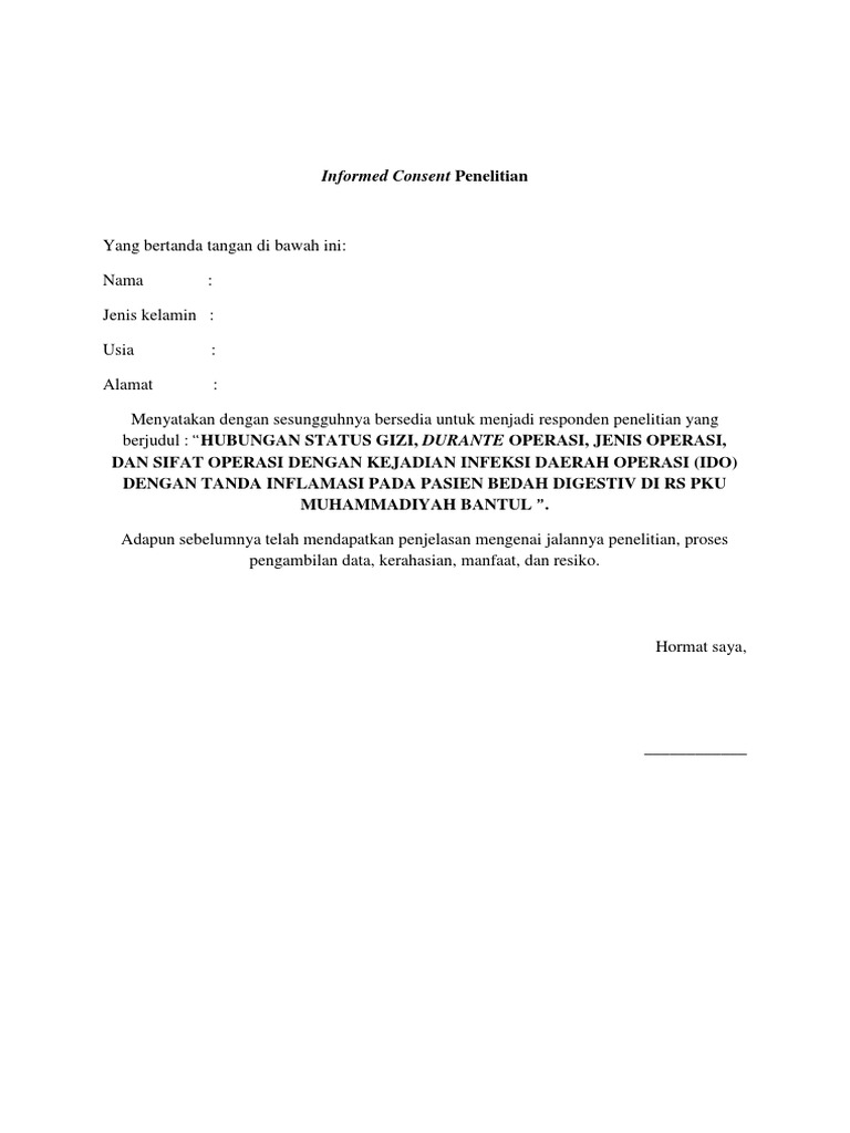 Kuesioner Persetujuan Informed Consent | PDF | Sains & Matematika