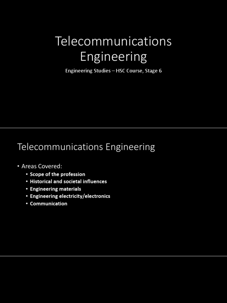 Telecommunications Engineering: Engineering Studies - HSC Course, Stage ...