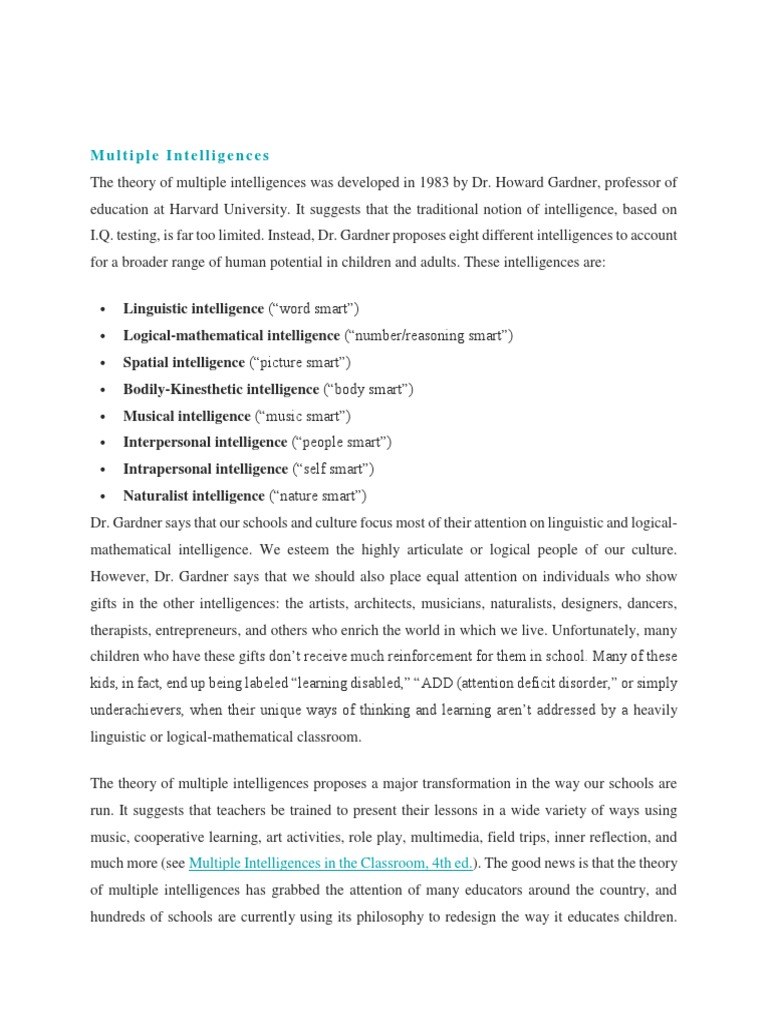 Multiple Intelligences in The Classroom, 4th Ed | PDF | Applied Psychology | Behavior Modification