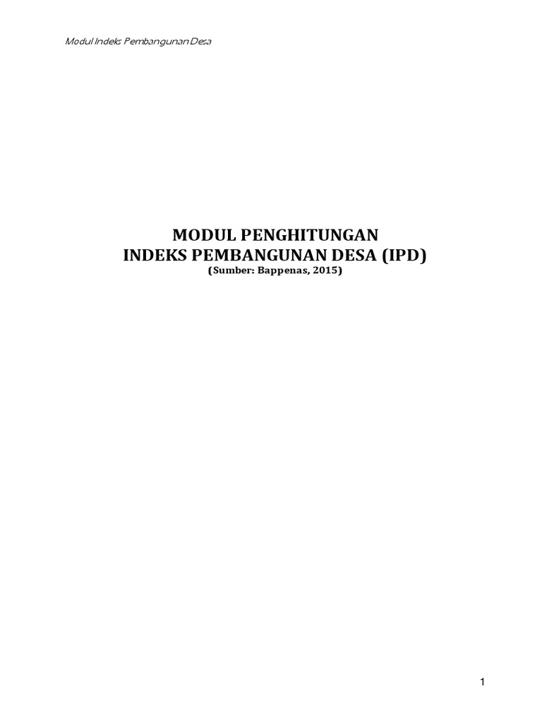 Indeks Pembangunan Desa: Panduan IPD | PDF
