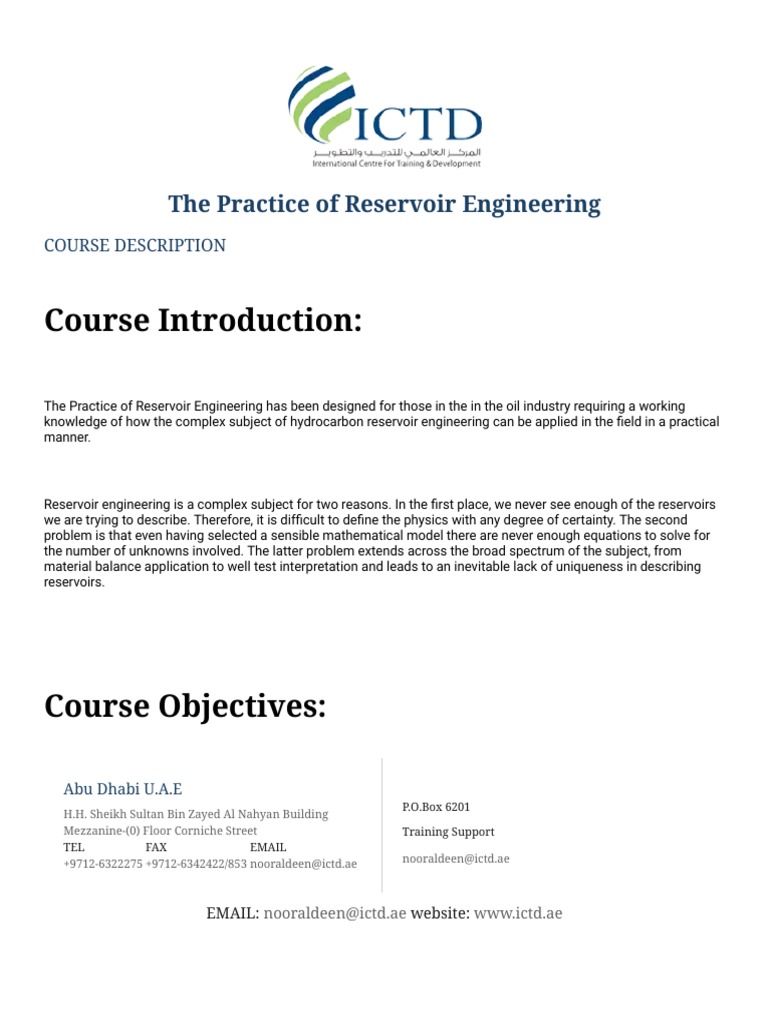 Course Introduction:: The Practice of Reservoir Engineering | PDF ...