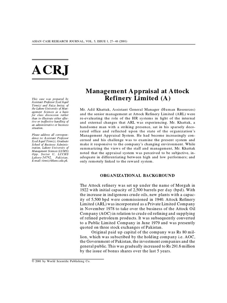 Attock Refinery | PDF | Performance Appraisal | Oil Refinery