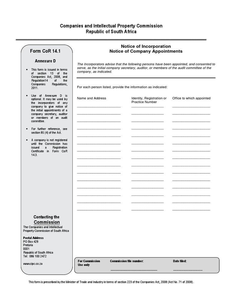 Companies and Intellectual Property Commission Republic of South Africa ...