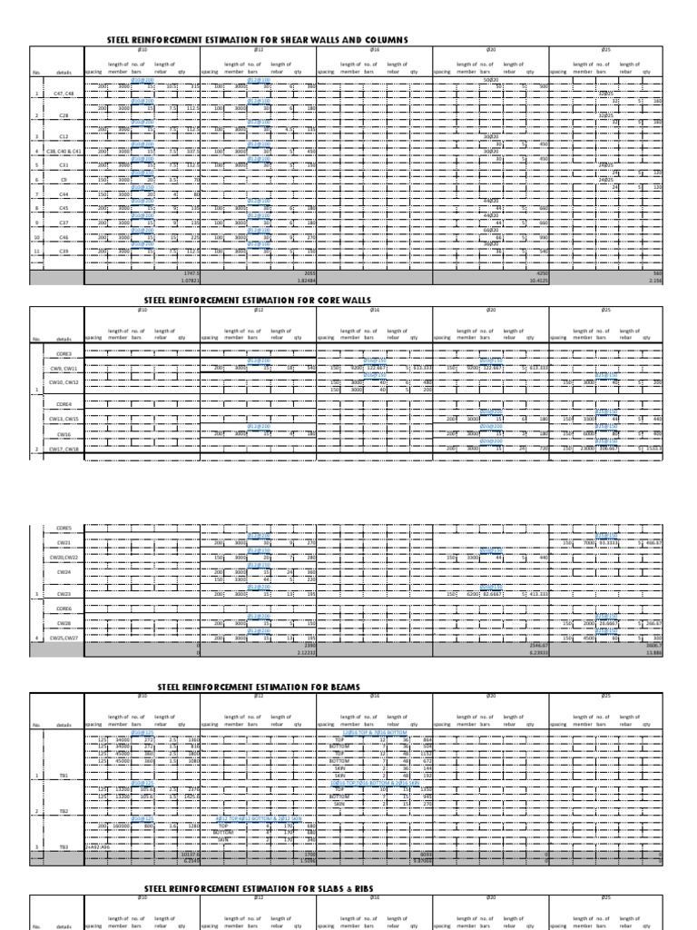 Steel Reinforcement Estimation-3 | PDF | Components | Architectural Design