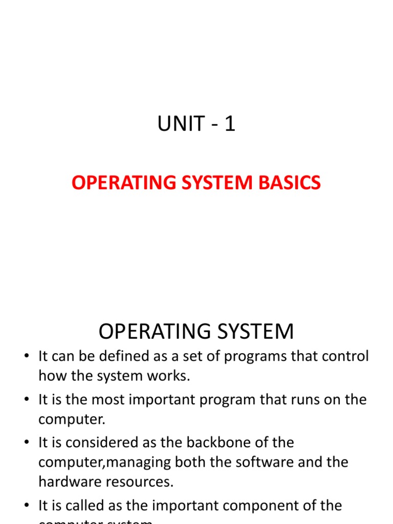Unit 1 Operating System Basics Pdf Process Computing Operating System
