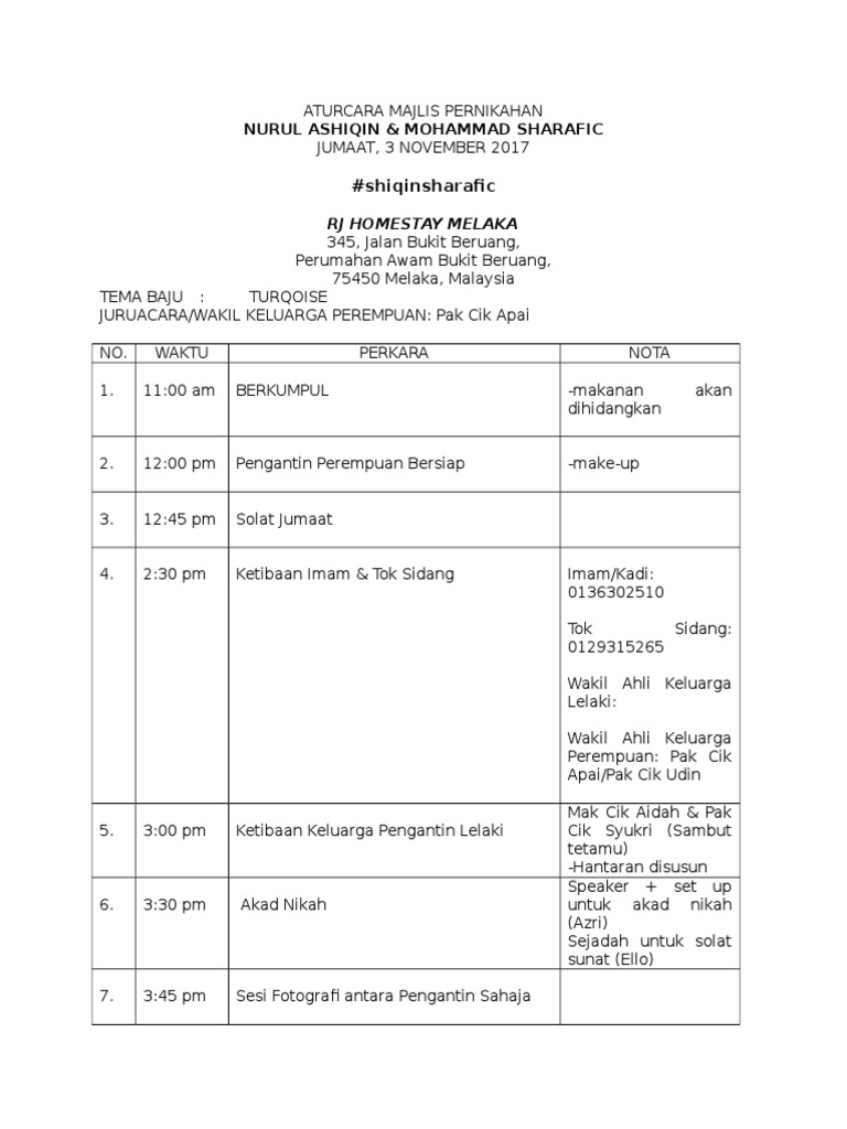Aturcara Majlis Pernikahan | PDF
