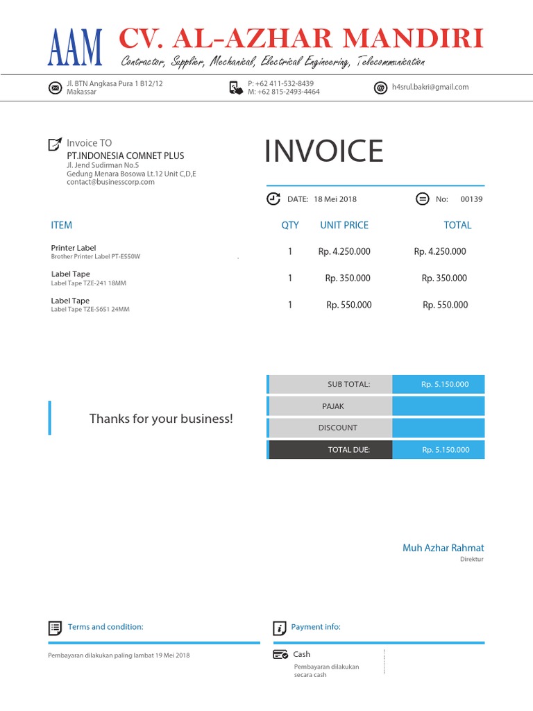 Invoice for Brother Printer and Labels | PDF