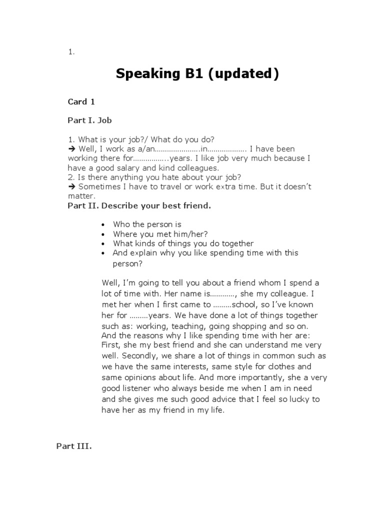 Speaking B1.Updated Version | PDF | Schools | Books