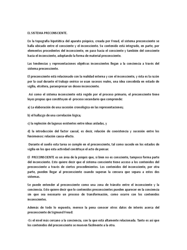 Resumen Psicoanalisis | PDF | Mente inconsciente | Psicoanálisis