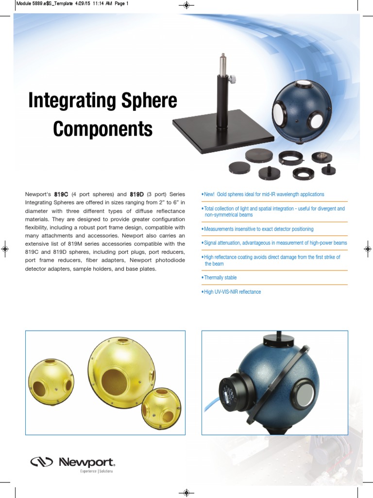 Integrating Spheres Datasheet | PDF | Infrared | Materials Science