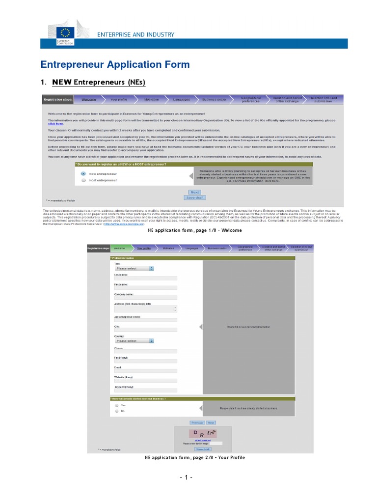 Entrepreneur Application Form Guide | PDF | Ios | World Wide Web
