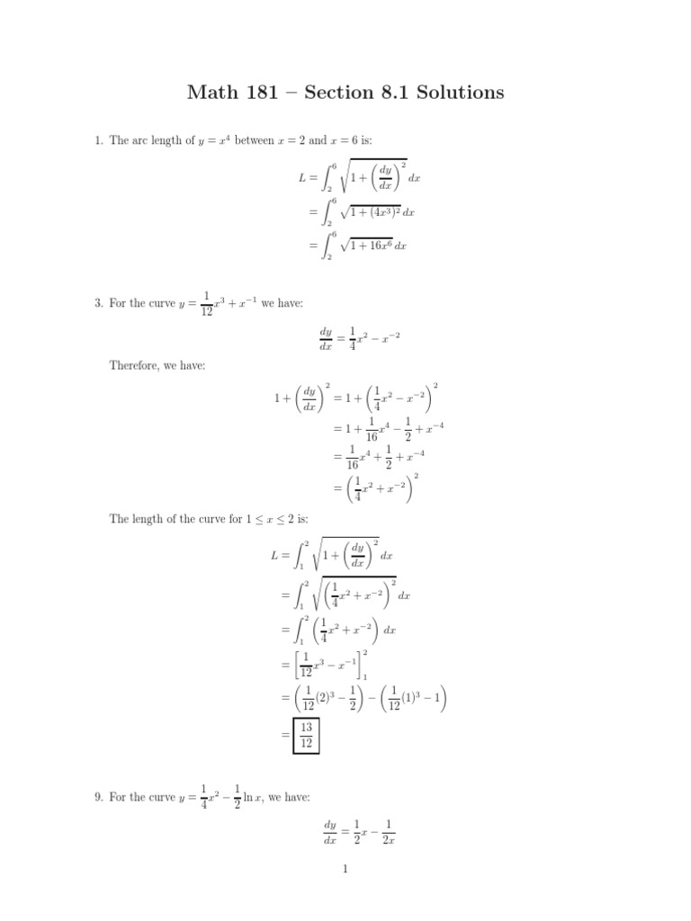 Math 181 - Section 8.1 Solutions | PDF | Manifold | Analysis