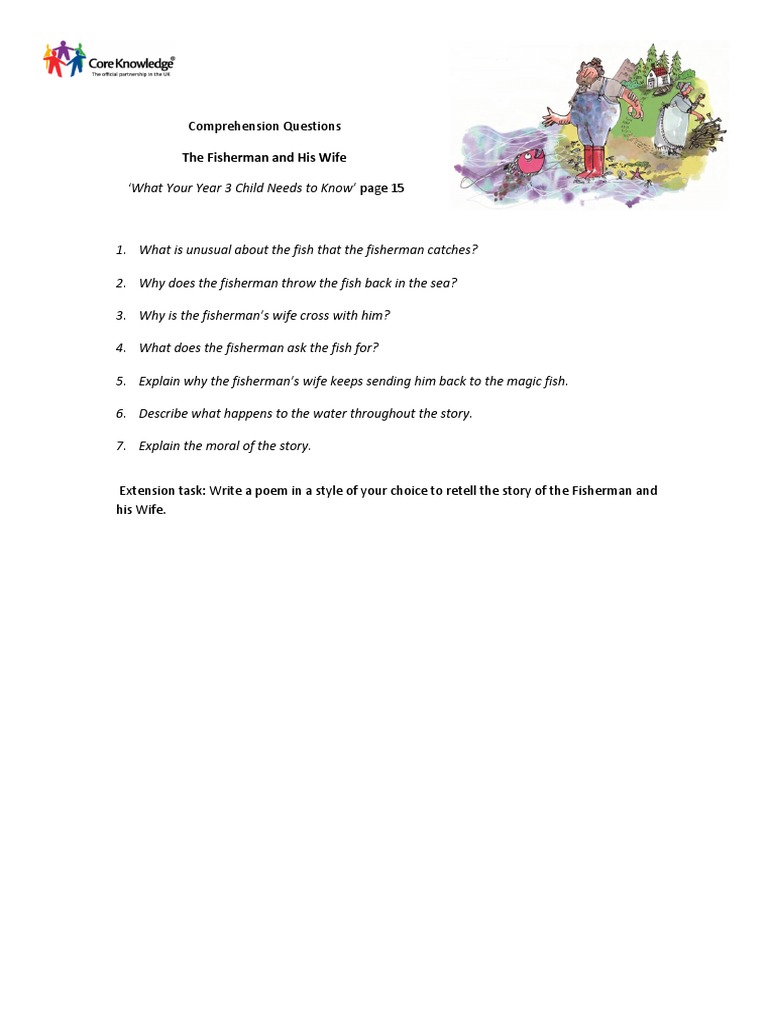 Comprehension Questions: The Fisherman and His Wife | PDF