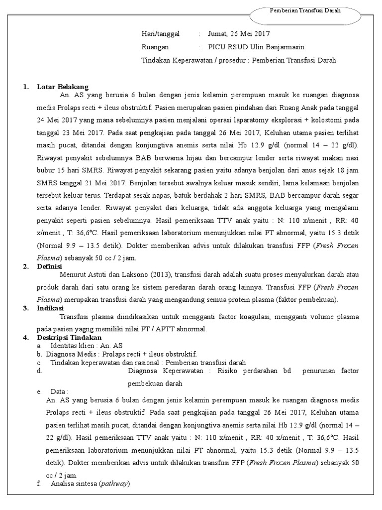 Transfusi FFP untuk Prolaps Recti | PDF