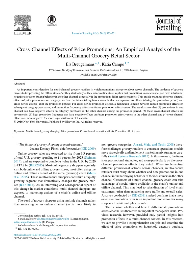 Cross-Channel Effects of Price Promotions An Empirical Analysis of The ...