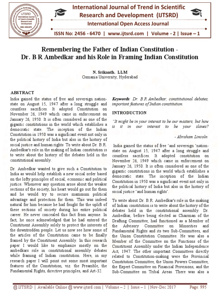 Remembering The Father of Indian Constitution - Dr. B R Ambedkar and ...