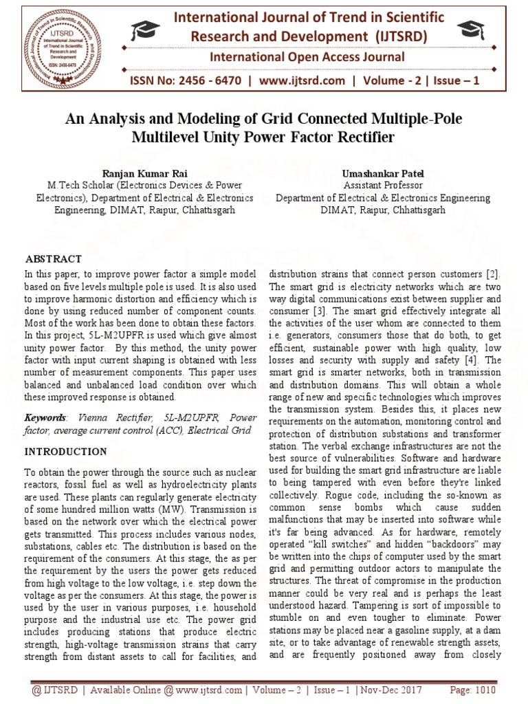 An Analysis and Modeling of Grid Connected Multiple-Pole Multilevel Unity Power Factor Rectifier ...